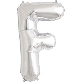 34 inch Kaleidoscope Silver Letter F Foil Mylar Balloon