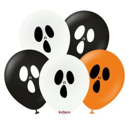 12 inch Kalisan Halloween Ghost Face Latex Balloons 25 ct