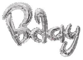 36 inch Silver Script Bday Shape Foil Letter Balloon