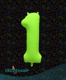 34 inch Decochamp Neon Green Number 1 Foil Balloon