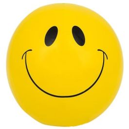 16 Inch Smiley Face Beach Ball - Yellow Inflatable Ball with Large ...