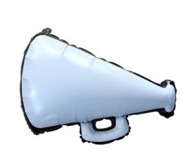 27 inch Burst Party White Cheer Megaphone Foil Balloon