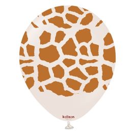 12 inch Kalisan Safari Giraffe Print White Sand (caramel) Latex Balloons